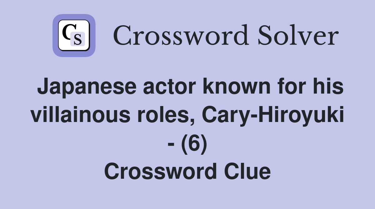 Japanese actor known for his villainous roles, Cary-Hiroyuki - (6 ...